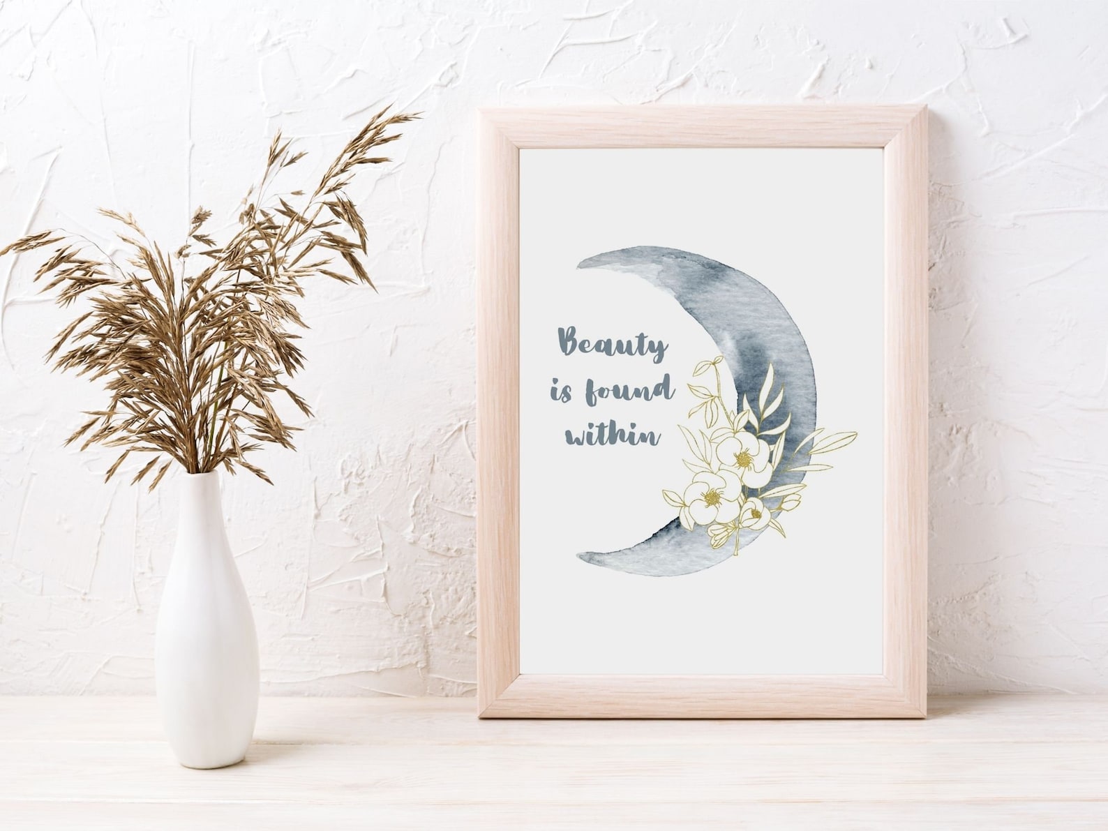 Beauty is Found Within, Digital Art Print, Boho Wall Art, Watercolor ...