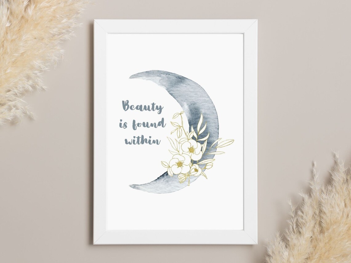 Beauty is Found Within, Digital Art Print, Boho Wall Art, Watercolor ...