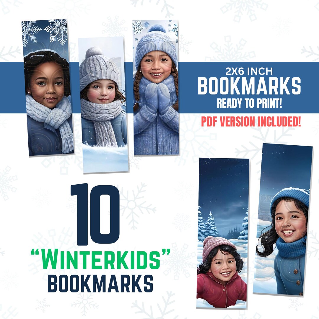 2X6-INCH 'WINTERKIDS' Printable BOOKMARKS | Digital Download| Printable ...