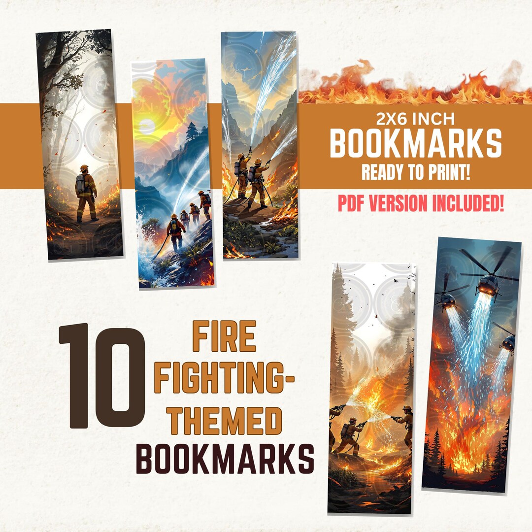 2X6-INCH Firefighting Printable BOOKMARKS | Digital Download| Printable ...