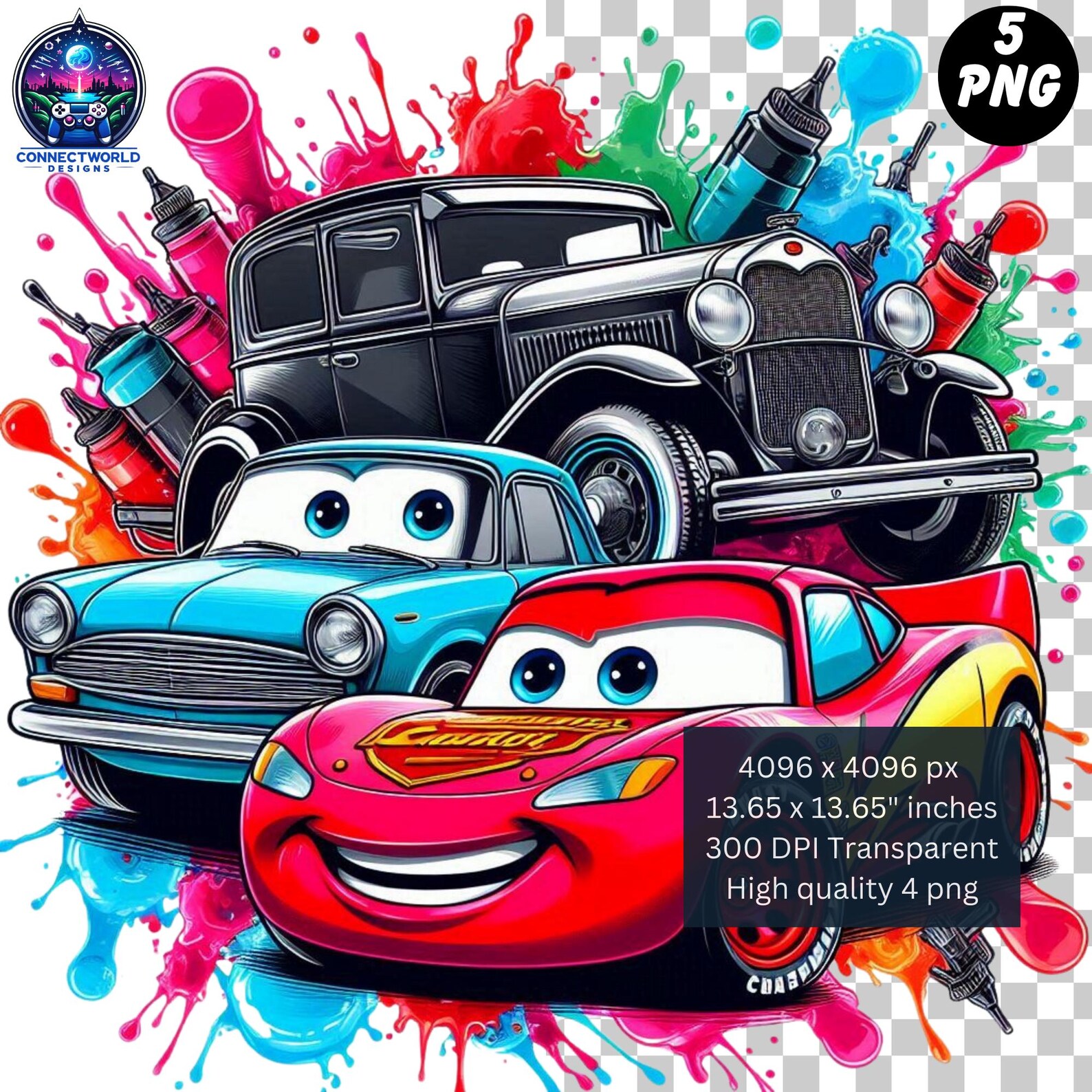 5 Car PNG, Lightning Cars PNG Cartoon Cliparts, Cars Sublimation ...