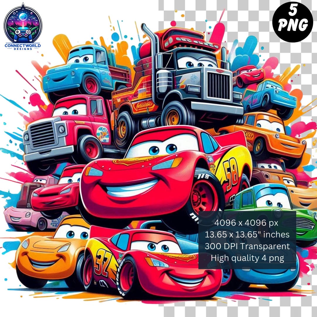 5 Car PNG, Lightning Cars PNG Cartoon Cliparts, Cars Sublimation ...