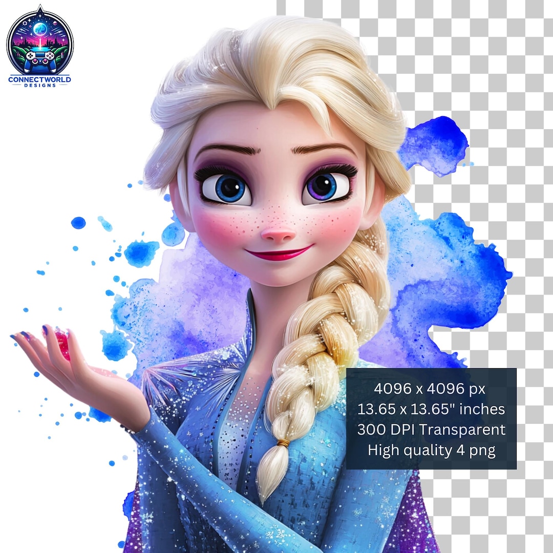 4 Princess PNG Watercolour Transparent PNG File for Sublimation 300dpi ...