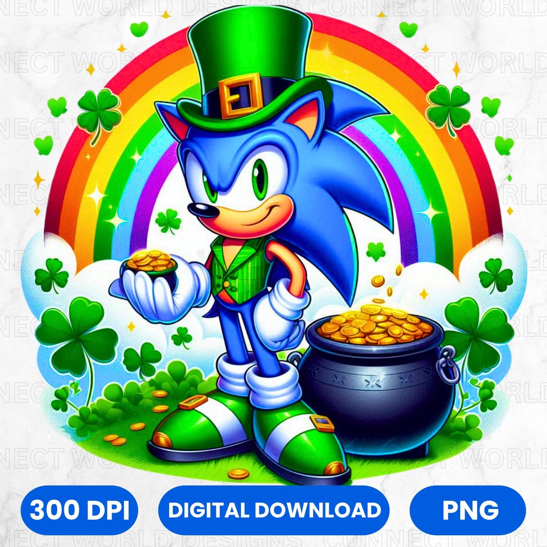 Cartoon St Patrick's Day Sonic PNG Clipart (digital Download) - Etsy