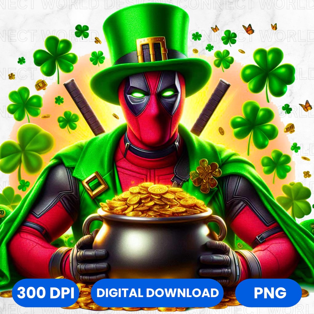 St Patrick's Day Deadpool PNG: Lucky Superhero Art (digital Download ...