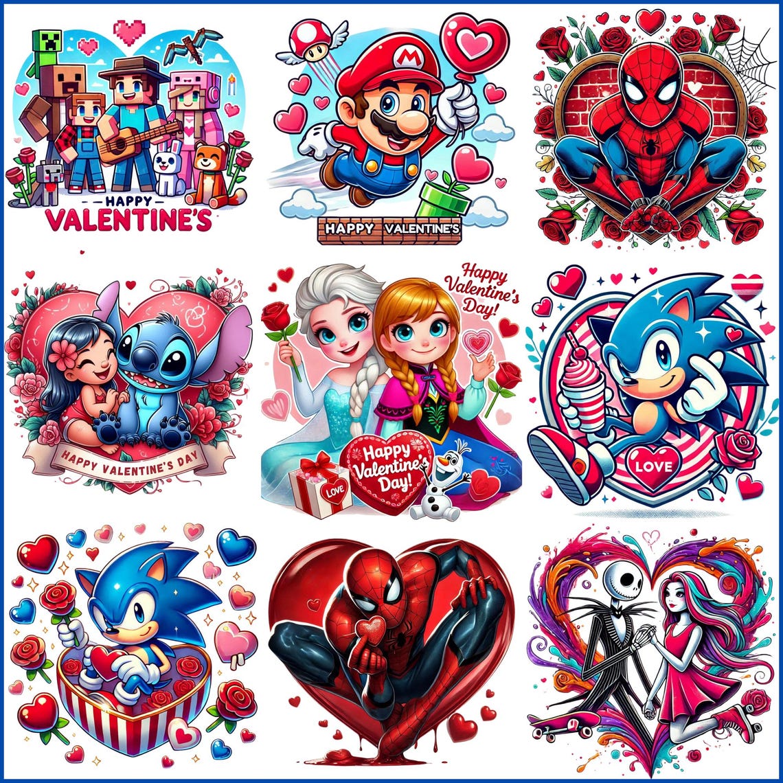 60 PNG de dibujos animados de San Valentín, paquete Mega Bundle de San ...
