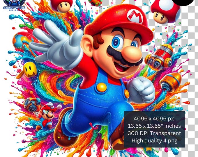 Super Mario Watercolor Splash PNG: Clipart Digital Download - Etsy Canada