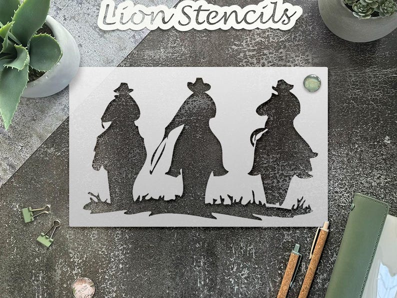 Cowboy Riding Logo Stencil Template - Reusable Mylar Stencil for Arts ...