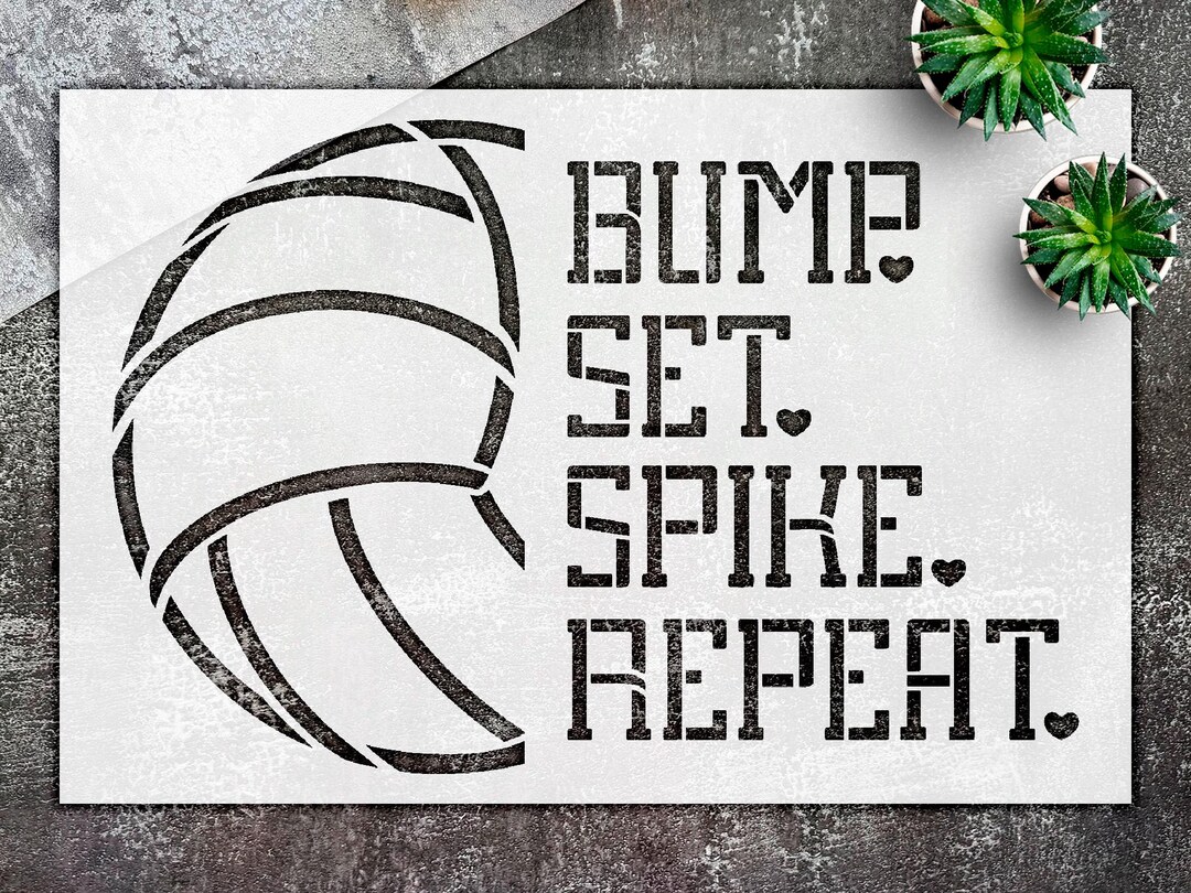 Volleyball Stencil Bump Set Spike Repeat Reusable Template for DIY ...