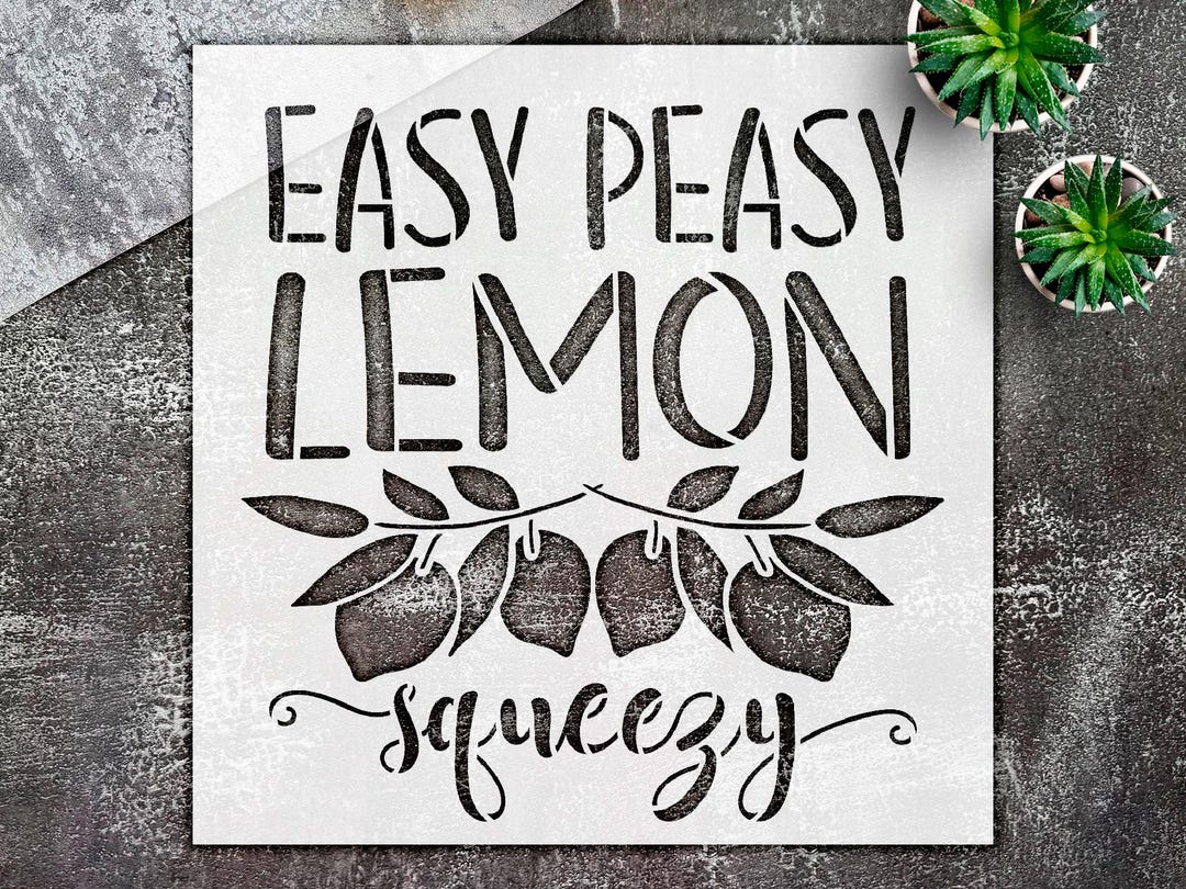 Lemon Squeezy Stencil Easy Peasy DIY Kitchen Decor Reusable Template ...