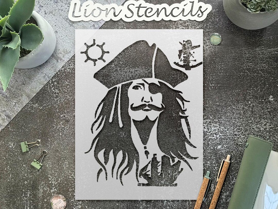 Captain Jack Sparrow Stencil Template - Reusable Plastic Stencil for DIY Art, Scrapbooking, Wall ...