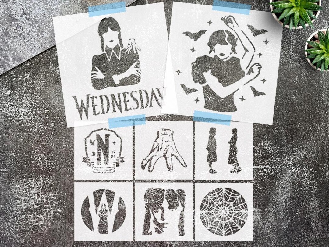 Wednesday Stencil for DIY Painting – Reusable Gothic Girl Silhouette ...