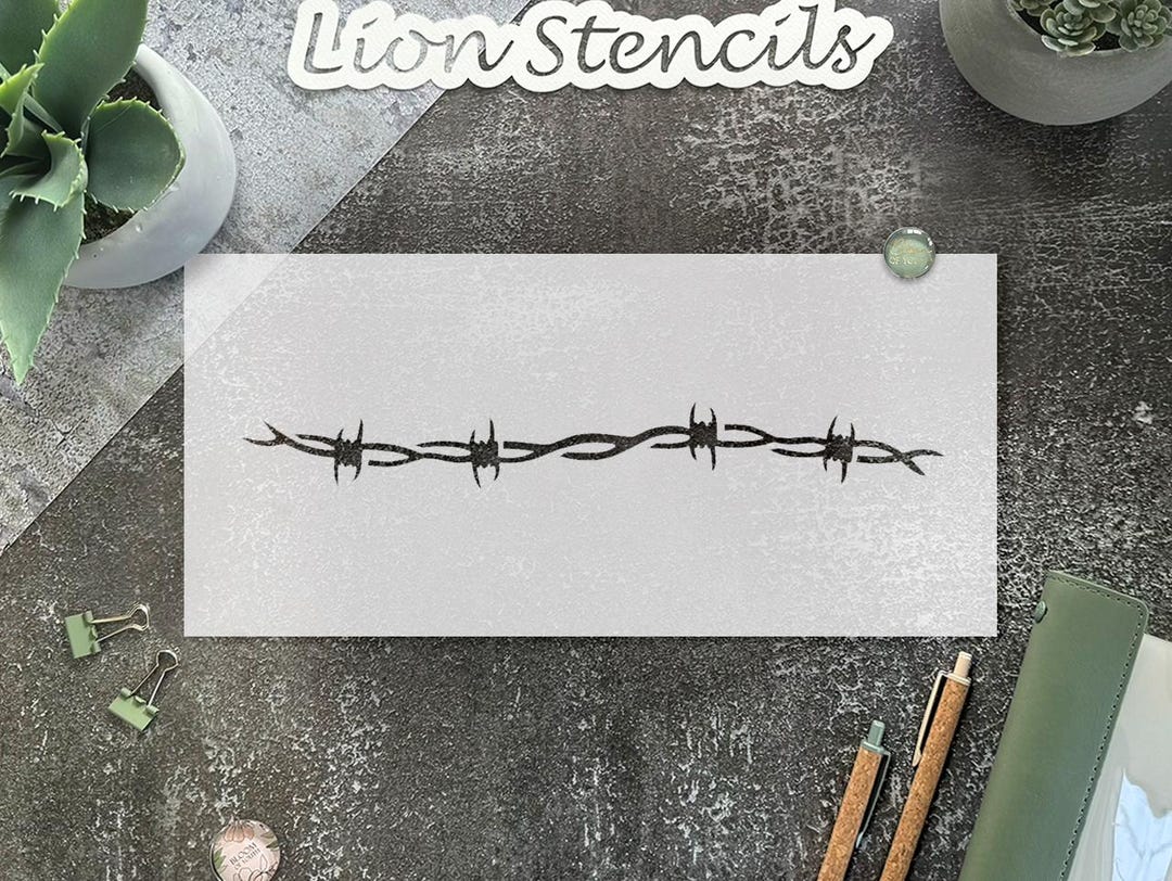 Barbed Wire Stencil - Reusable Template for DIY Crafts, Wall Decor & Rustic Art - Laser-cut ...