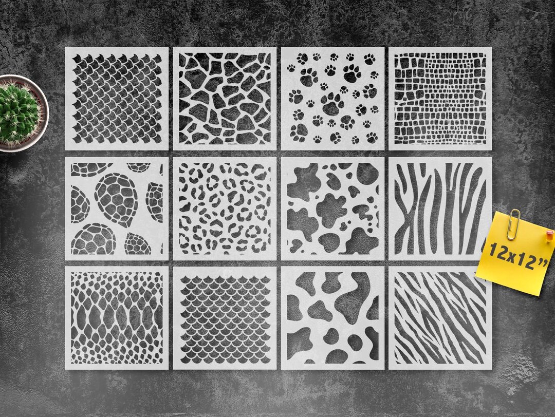 Animal Skin Texture Stencils Set - Reusable Plastic Templates for ...