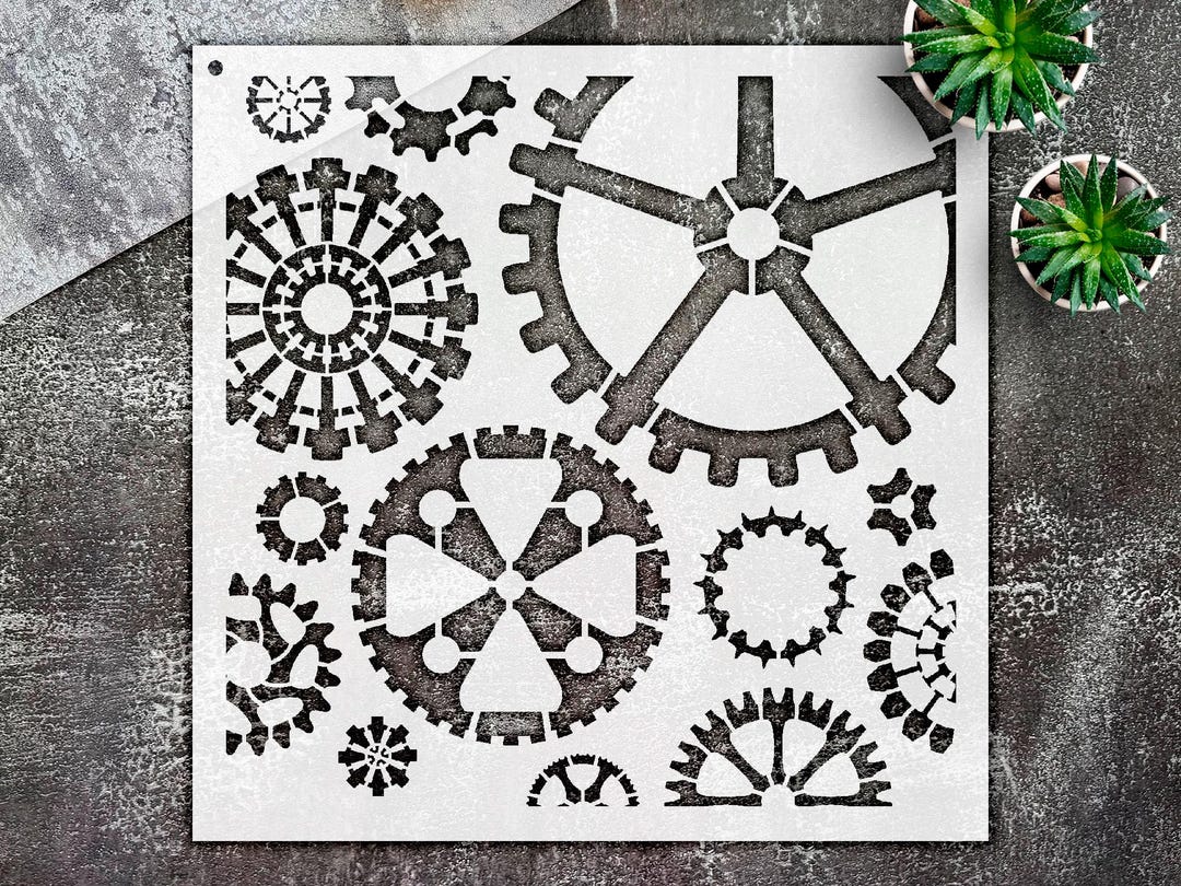 Gears Stencil Reusable Mylar Template for Painting Wood Signs Pallet ...