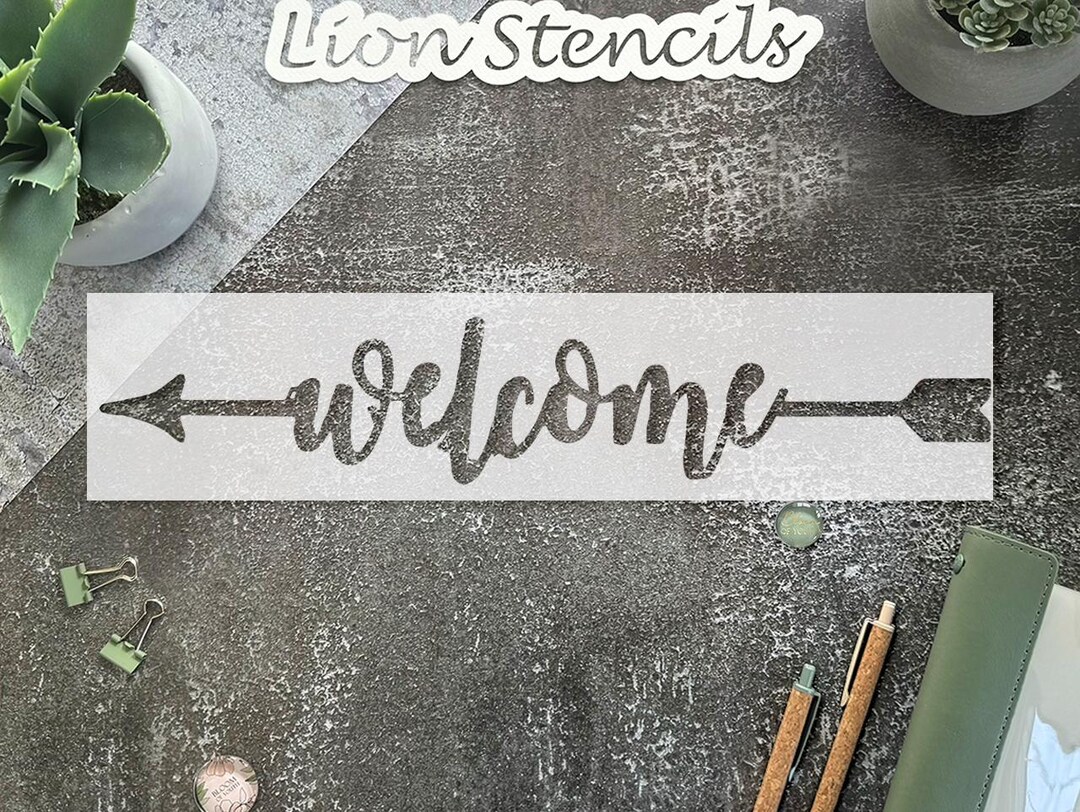 Motivational Welcome Arrow Stencil - Reusable Template for 6" Sign, 21 ...