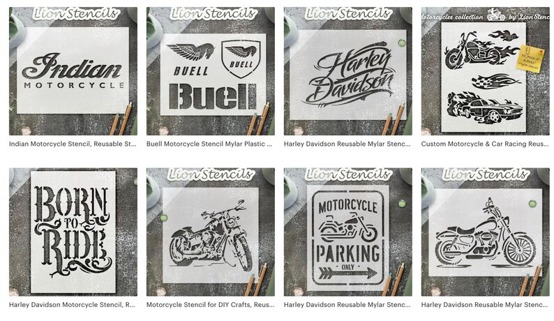 Motorcycle Stencil, Harley Davidson Mylar Stencil Template for DIY ...