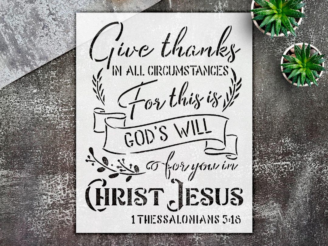 Give Thanks Stencil Inspirational Wall Art Bible Verse DIY Scripture ...