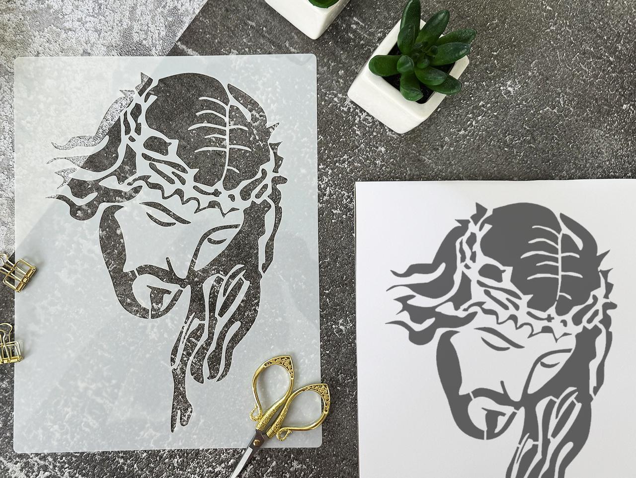 Jesus Stencil Jesus Christ With Crown of Thorns Reusable Sturdy ...