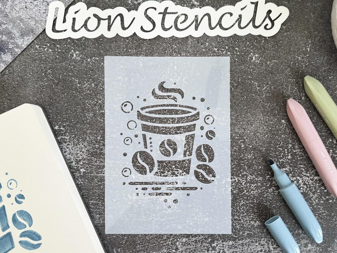 Coffee Latte Cup Stencil, Coffee Beans for Painting on Wood Reusable ...