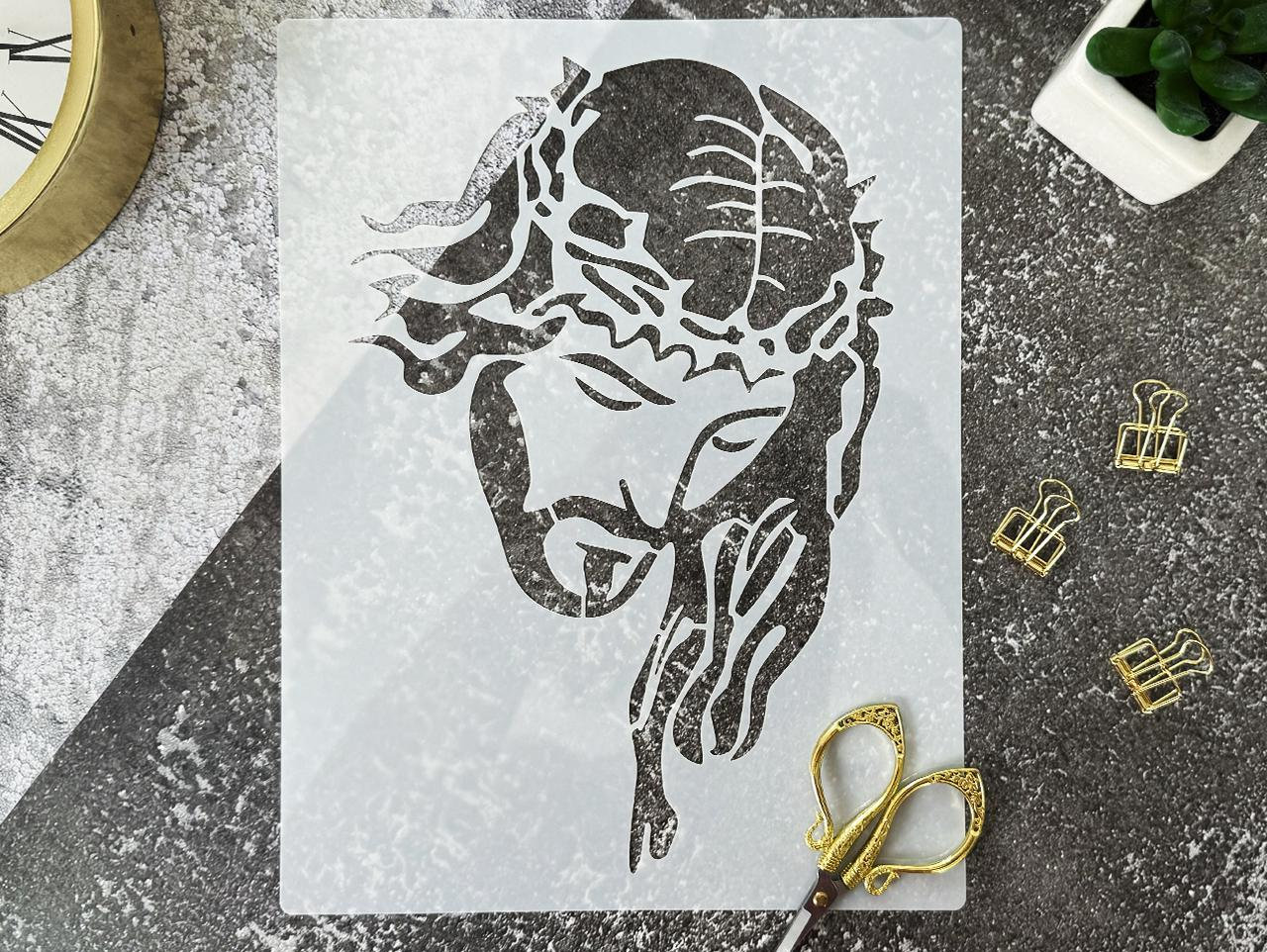 Jesus Stencil Jesus Christ With Crown of Thorns Reusable Sturdy ...