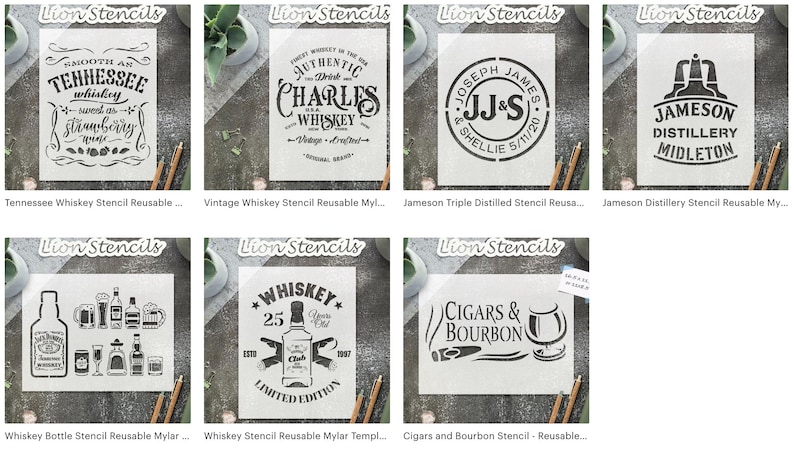 Vintage Whiskey Stencil Reusable Mylar Template, Authentic Distillery ...