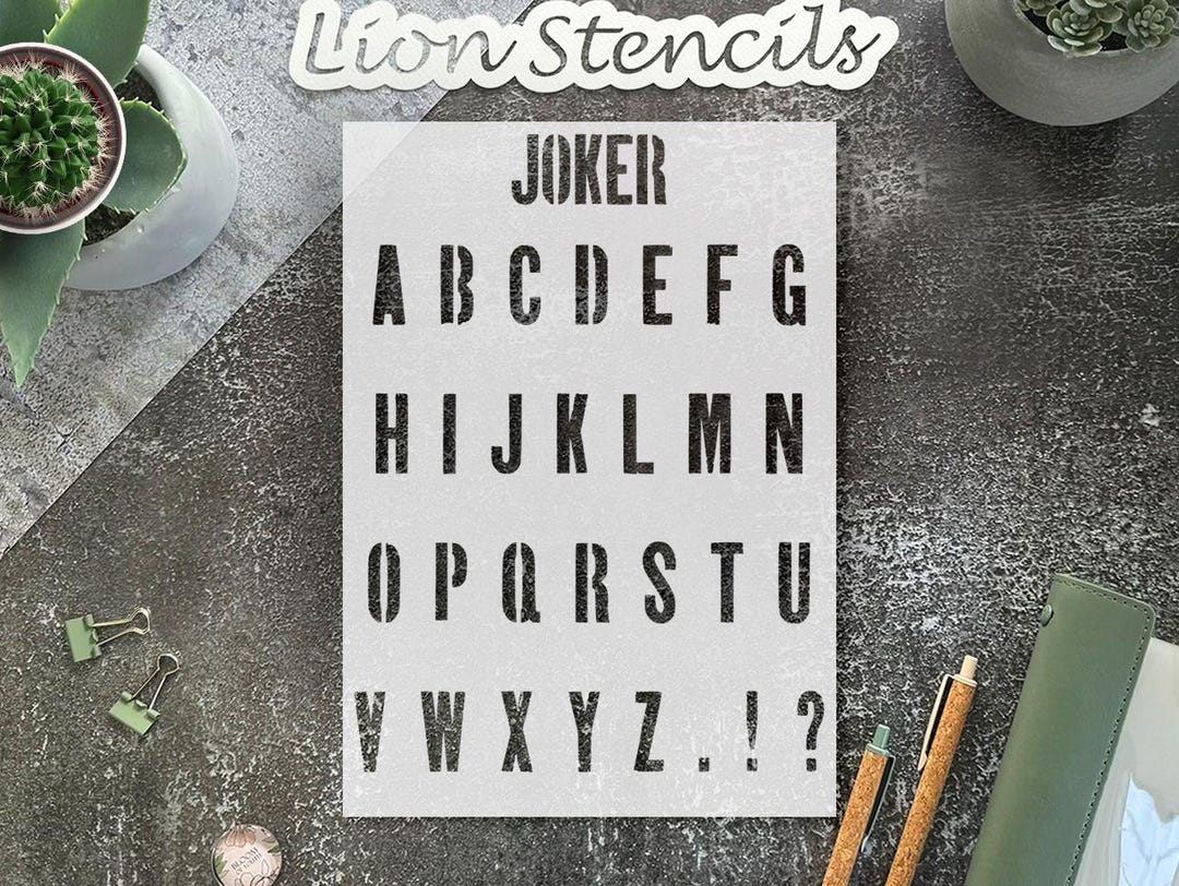 Reusable Letter Stencil Mylar A4 A3 Sizes Joker Style Alphabet Template ...