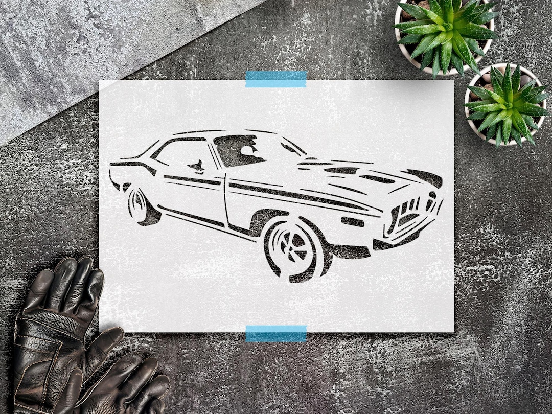 Classic Muscle Car Stencil for DIY Garage Wall Art, Retro Car ...