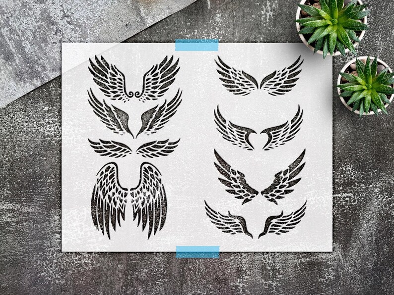 Angel Wings Stencil Template Set for Painting, Reusable Feather Wings ...