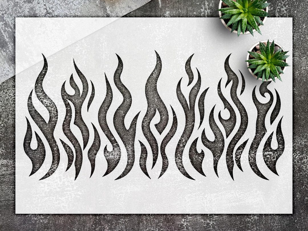 Flame Stencil 10 Designs – Burning Fire, Hot Rod Flames, Tribal Blaze ...