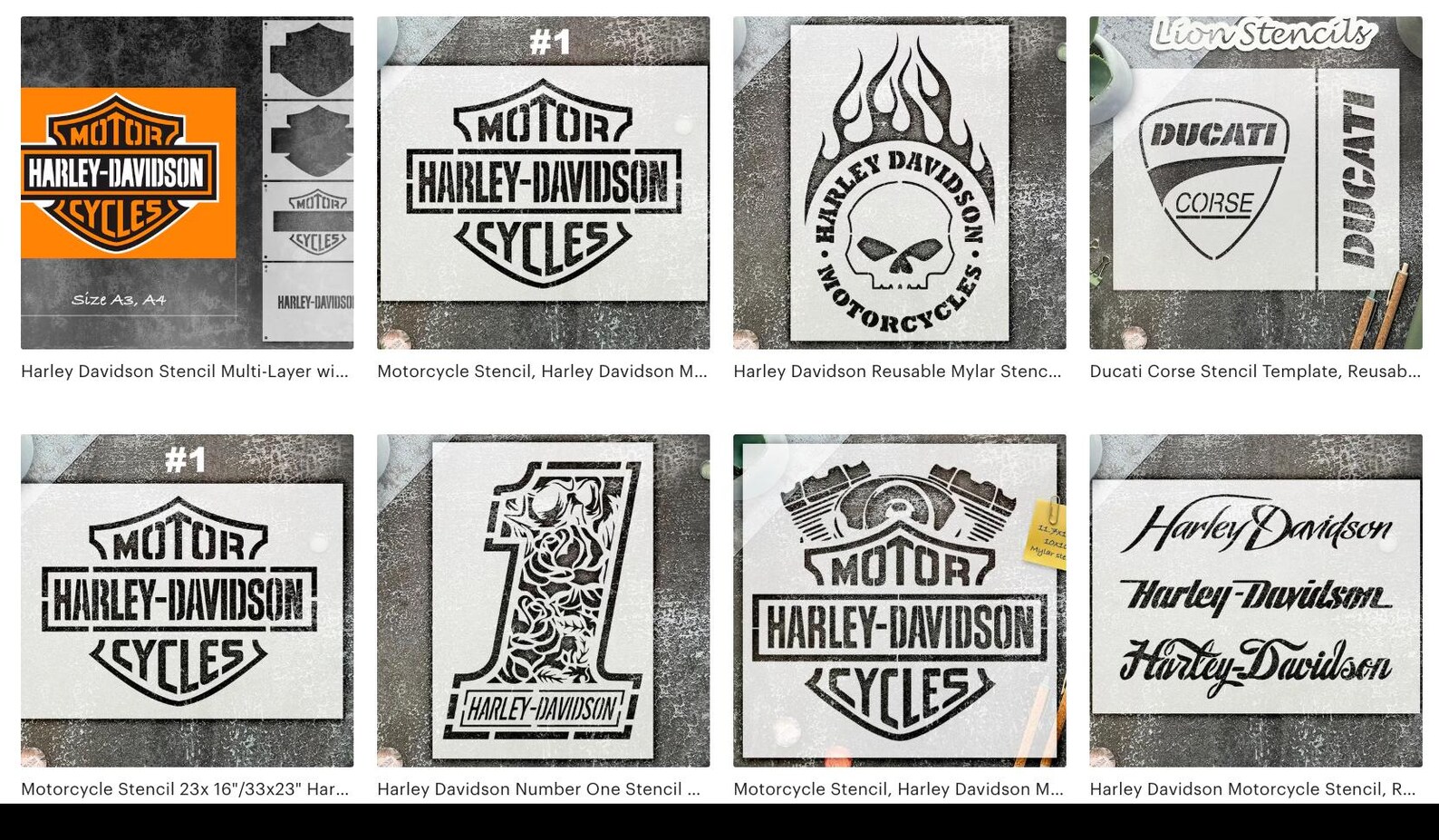 Motorcycle Stencil, Harley Davidson Mylar Stencil Template for DIY ...