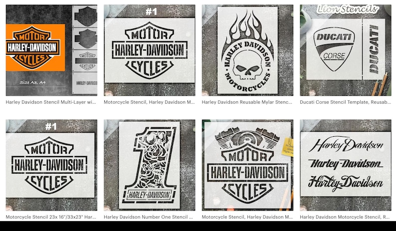 Motorcycle Stencil, Harley Davidson Mylar Stencil Template for DIY ...