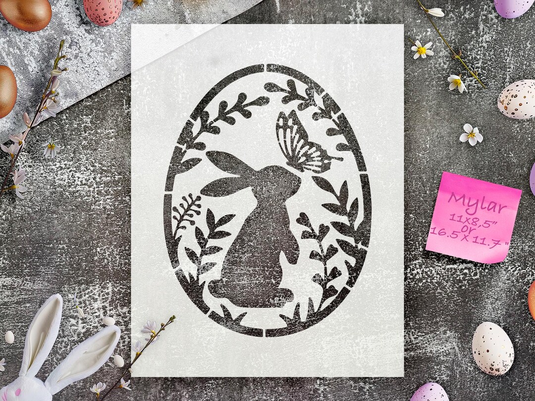 Easter Stencil - Bunny, Egg & Happy Easter Template | Reusable Mylar ...