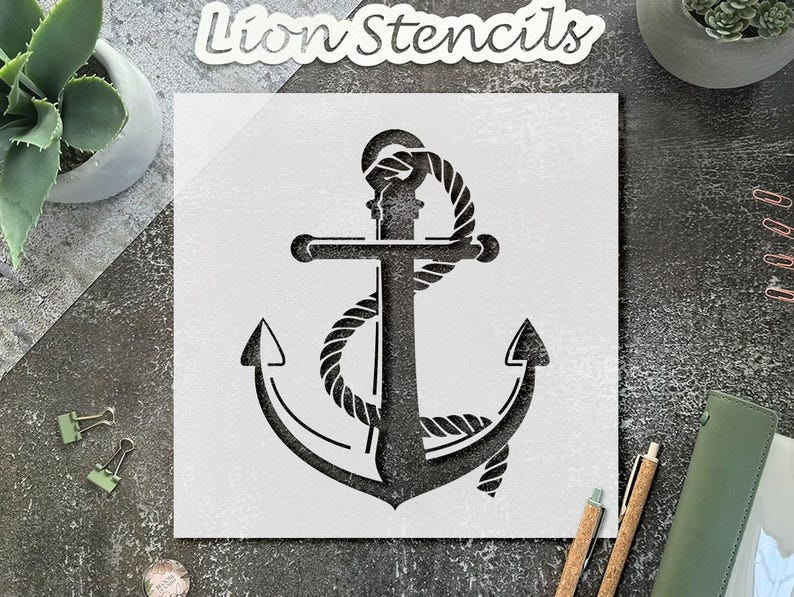 Anchor Stencil 10x8.4", Reusable Template With Nautical Design, Mylar ...