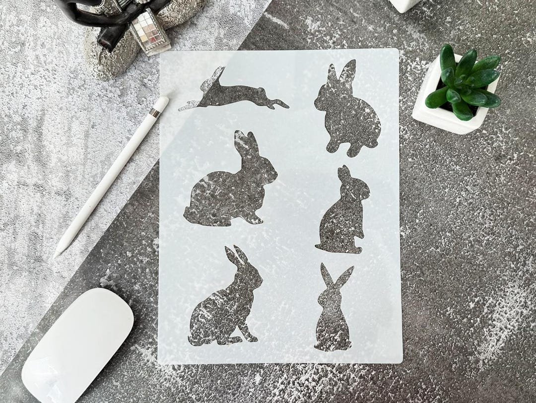 Bunny Rabbit Stencil - Reusable Plastic Template for Easter Crafts ...