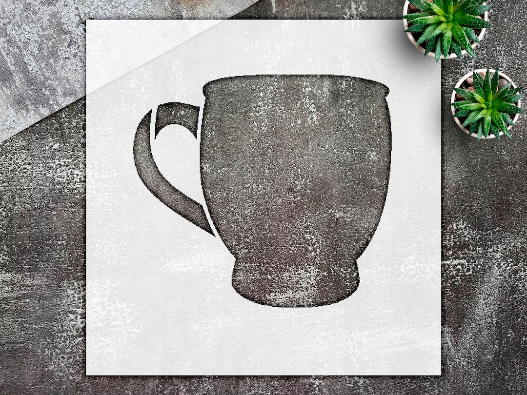 Coffee Mug Stencil - Creative Art Stencil for Mugs, Reusable DIY Mug ...