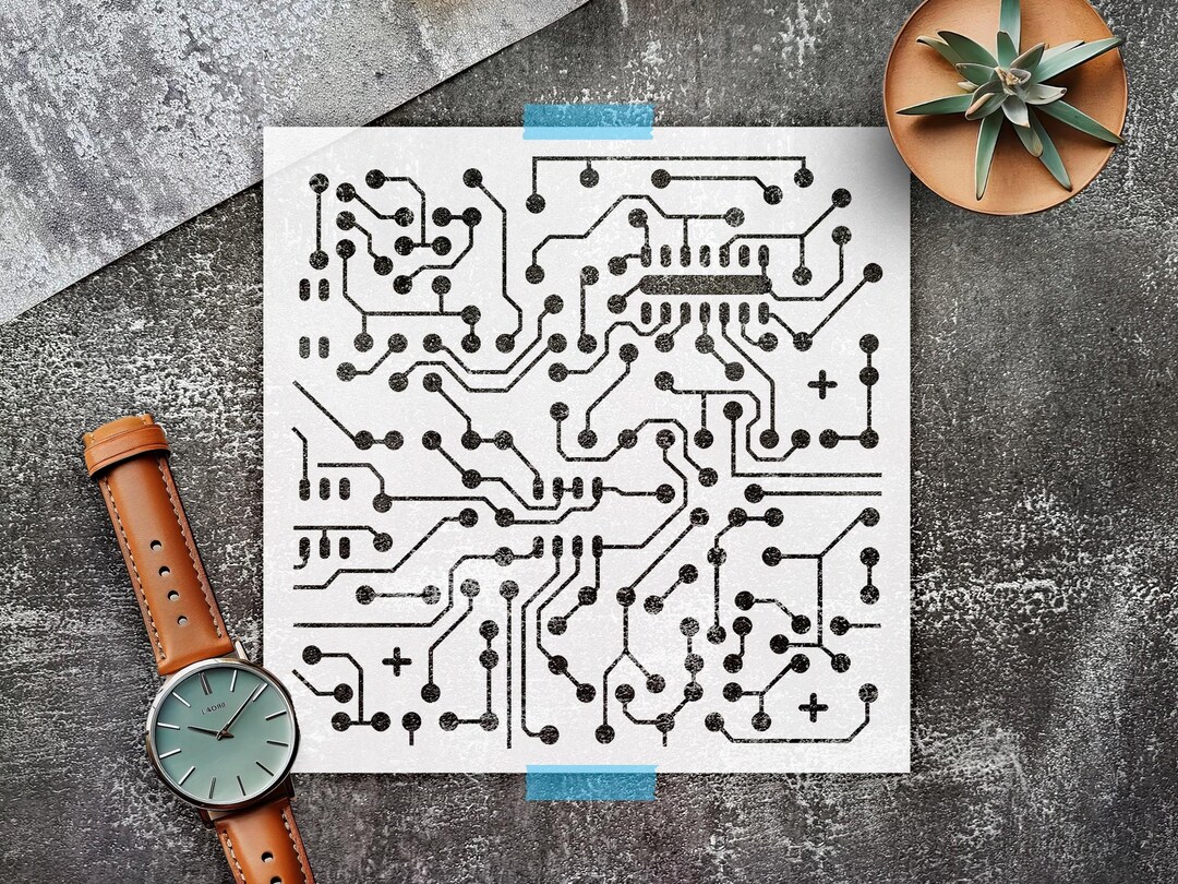 Circuit Board Stencil Template With Microchip Lines and Tech Pattern ...
