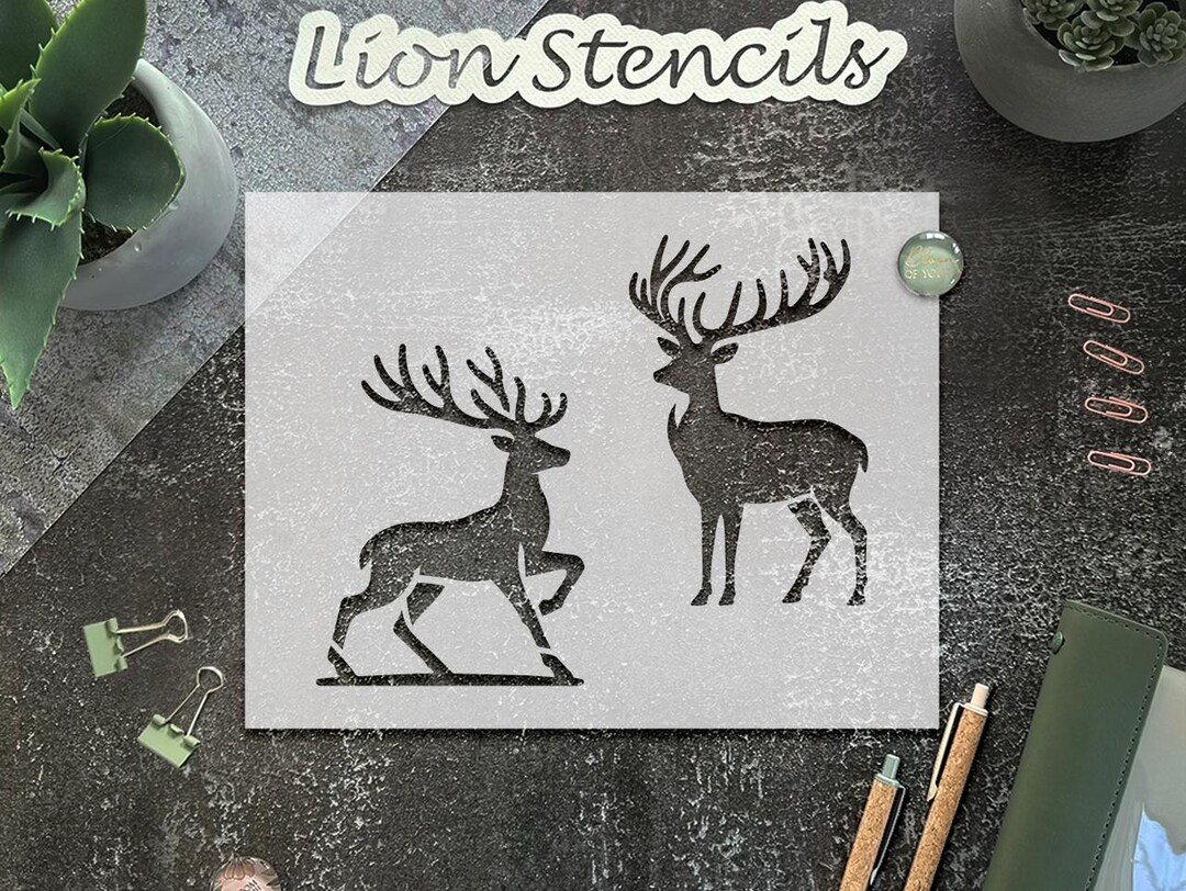 Deer Stencil Template, Reusable Mylar Plastic Deer Silhouette Stencil ...