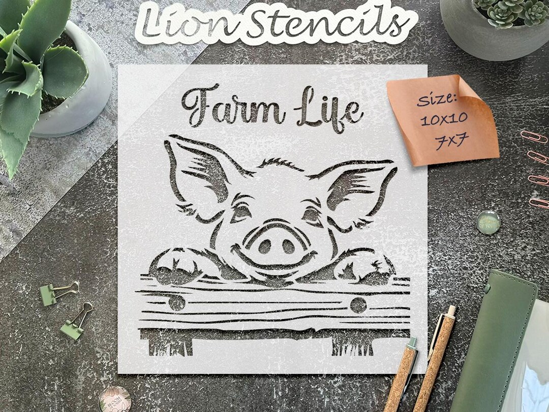 Farm Pig Stencil for DIY Crafts, Reusable Mylar Plastic Stencil for ...