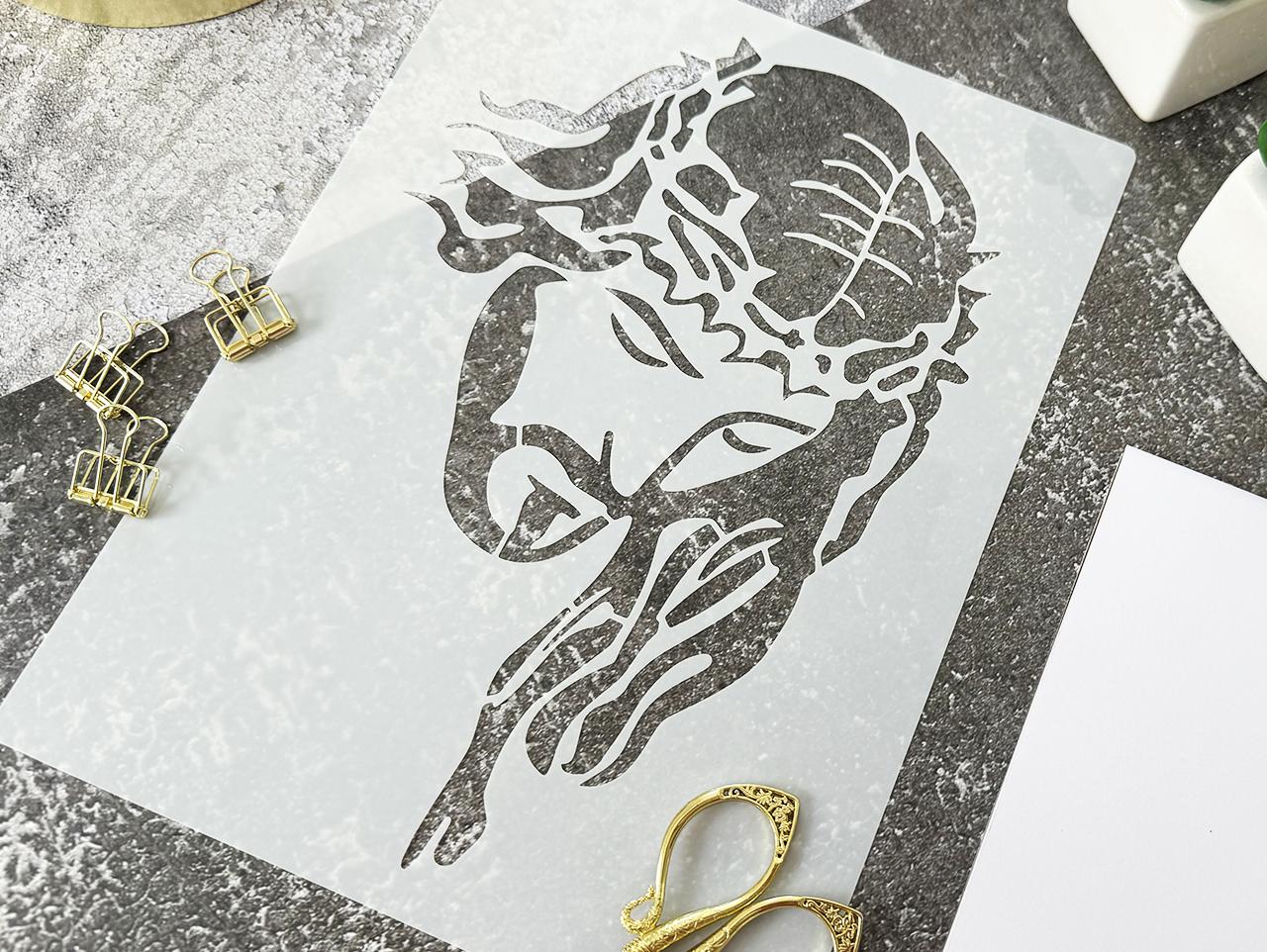 Jesus Stencil Jesus Christ With Crown of Thorns Reusable Sturdy ...