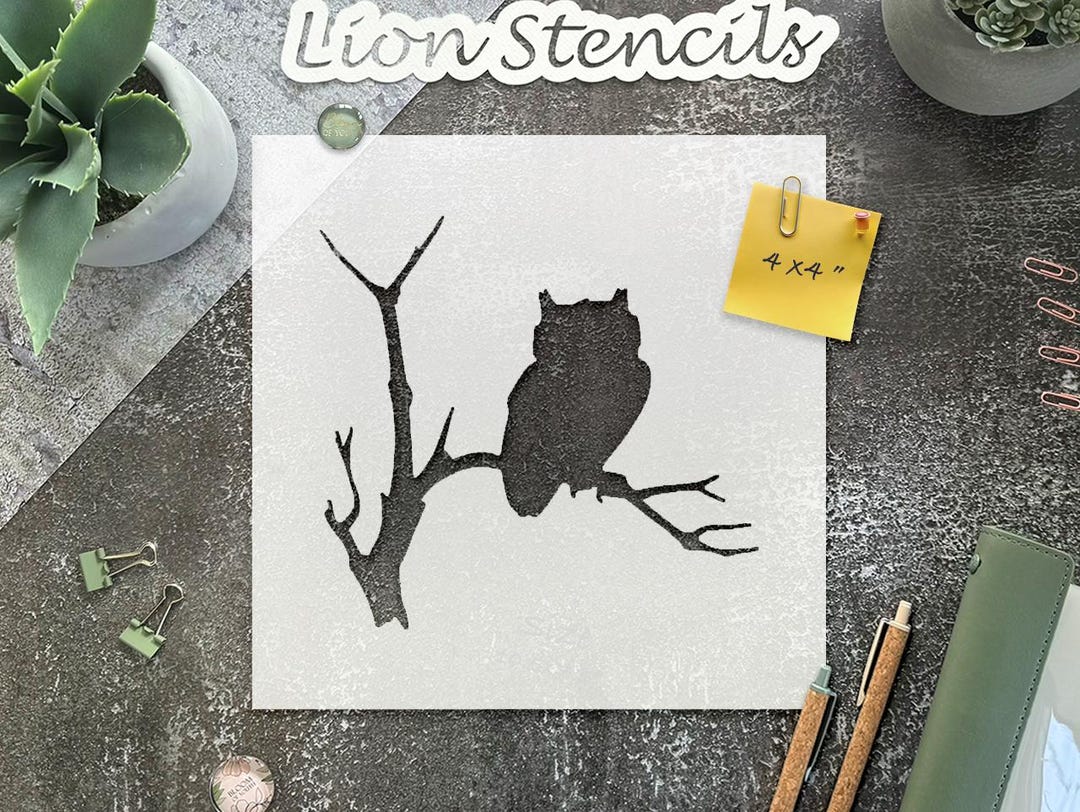 Owl in Tree Reusable Mylar Stencil - DIY Art Crafts, Wall Decor, Nature ...