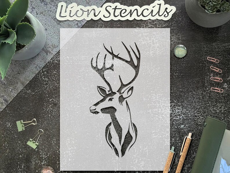 Deer Stencil Buck Stencil Forest Animal Stencil Woodland Stag Stencil ...