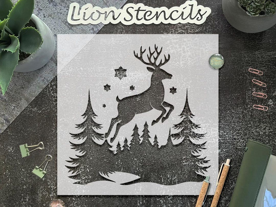 Deer Stencil Template, Reusable Mylar Plastic Deer Silhouette for DIY Crafts, Wall Art, and ...