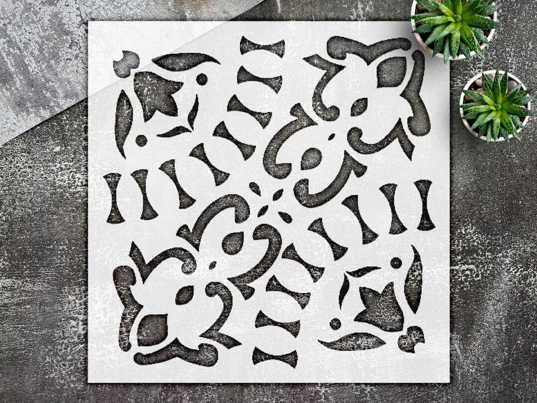 Flower Tile Stencil - Reusable Quarter Pattern for DIY Bathroom Kitchen ...