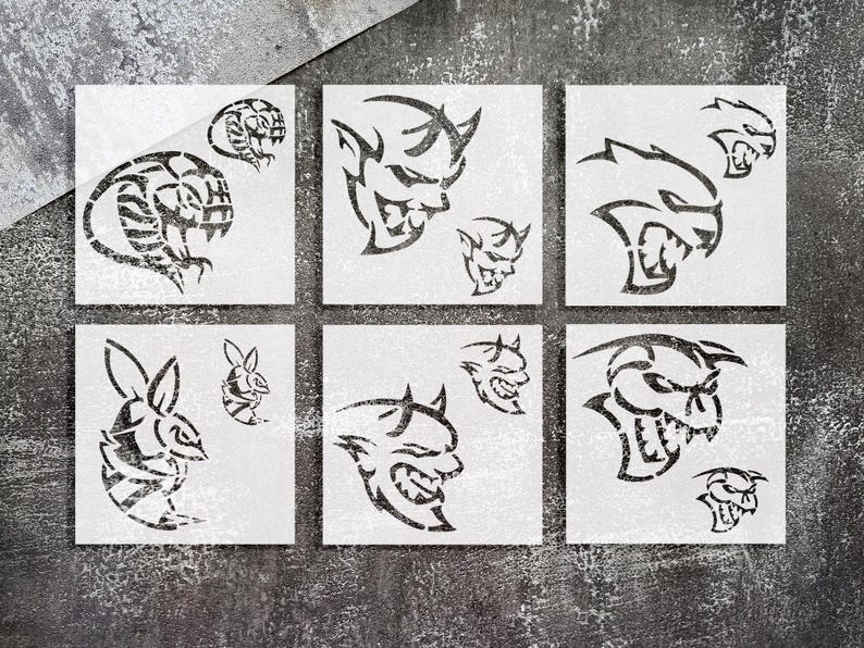 Reusable Demon Style Car Logo Stencil for Wall Art Garage Decor DIY ...