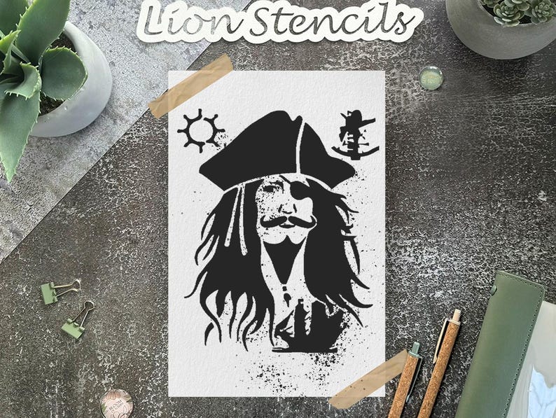 Captain Jack Sparrow Stencil Template - Reusable Plastic Stencil for DIY Art, Scrapbooking, Wall ...