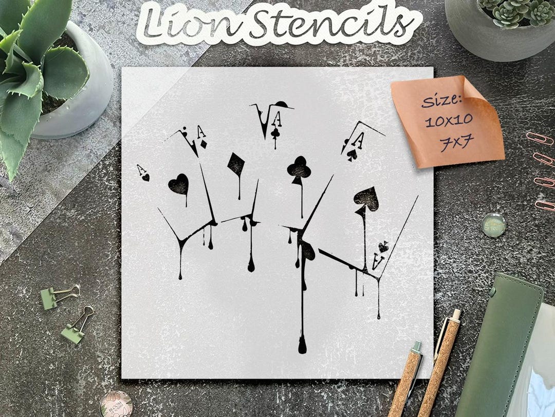 Playing Card Stencil Template, Reusable Mylar Stencil for Painting on ...