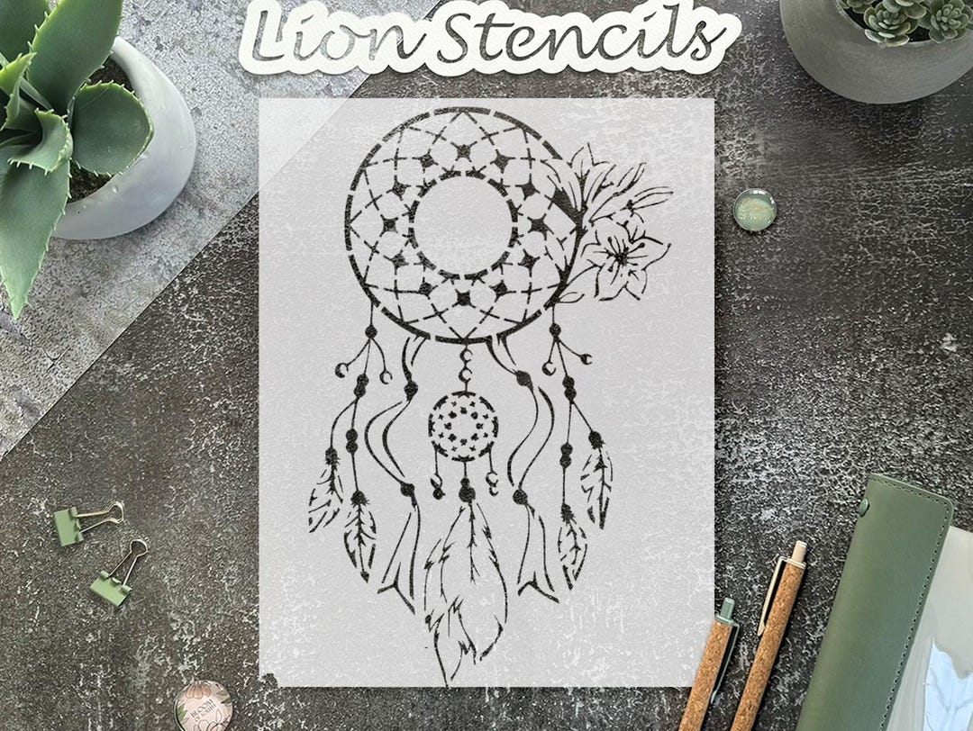 Dream Catcher Stencil Template - Reusable Plastic Stencil for Wall Art ...