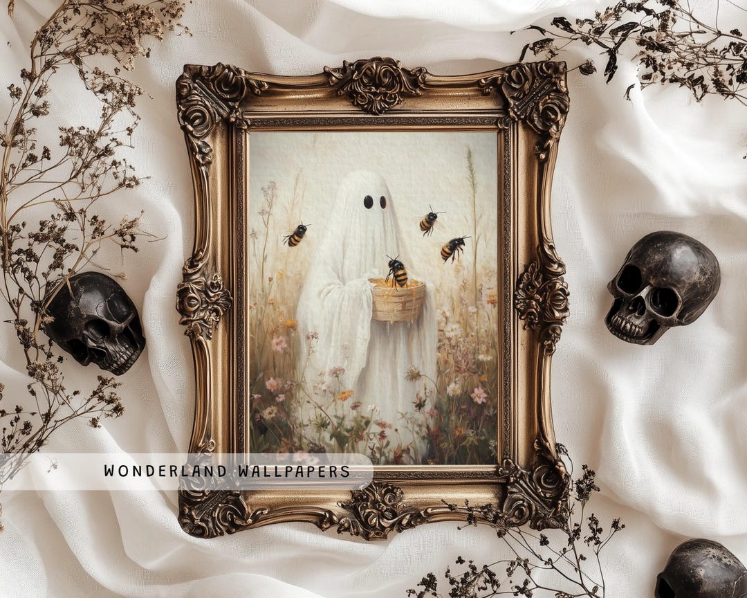 Ghost With Bees and Honey, Halloween PRINTABLE Wall Decor, Bee Keeping ...