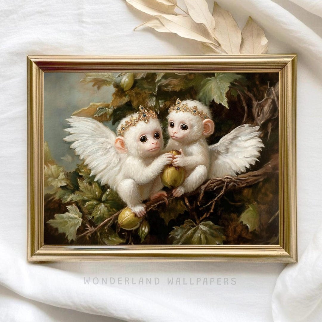 Fairy Princess Baby Monkey Art, Mythical Creature Art, Fantasy Wall ...